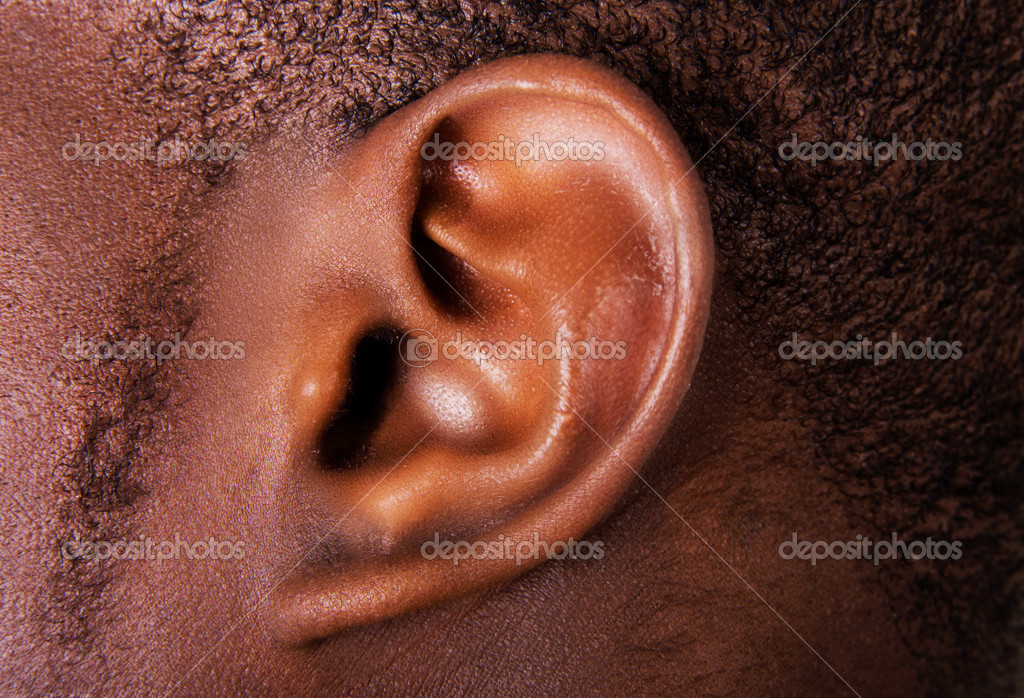 Black male ear — Stock Photo © piotr_marcinski #42439909