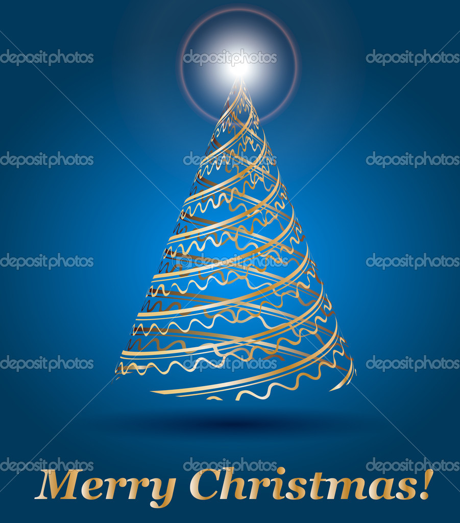 Stylized vector gold Christmas tree Stock Vector by ©Mary1507 12644719