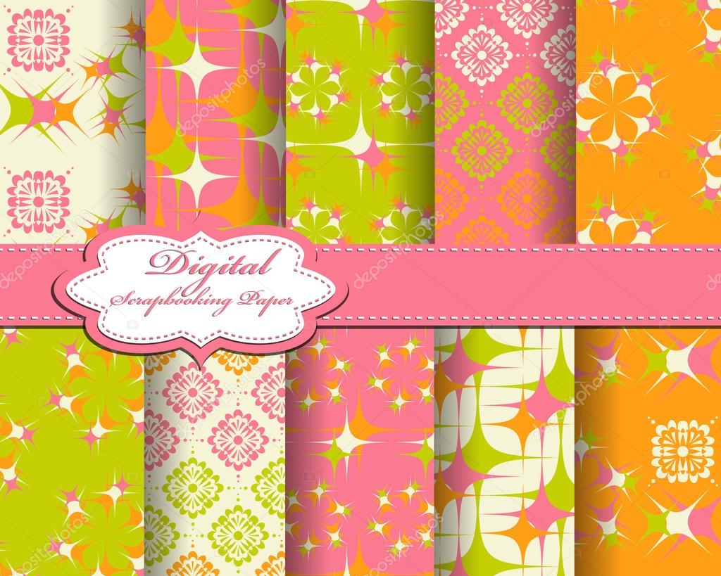 Set of vector pattern paper for scrapbook Stock Vector Image by ...