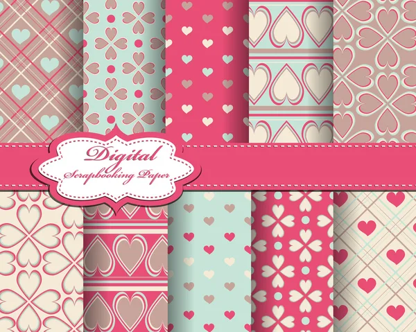 Set of vector Valentines day paper for scrapbook — Stock Vector ...
