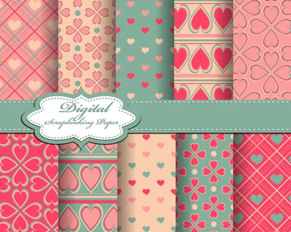 Set of vector Valentines day paper for scrapbook — Stock Vector ...