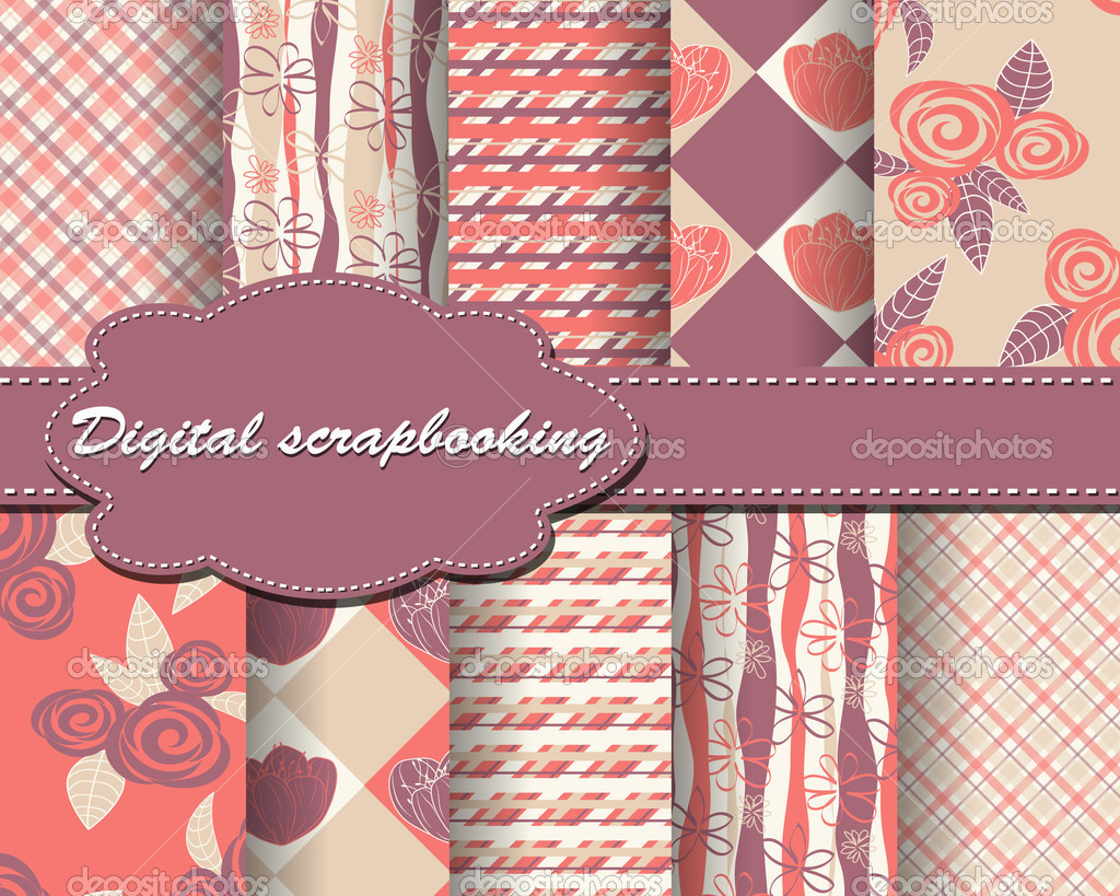 Set of vector flower paper for scrapbook Stock Vector Image by ...