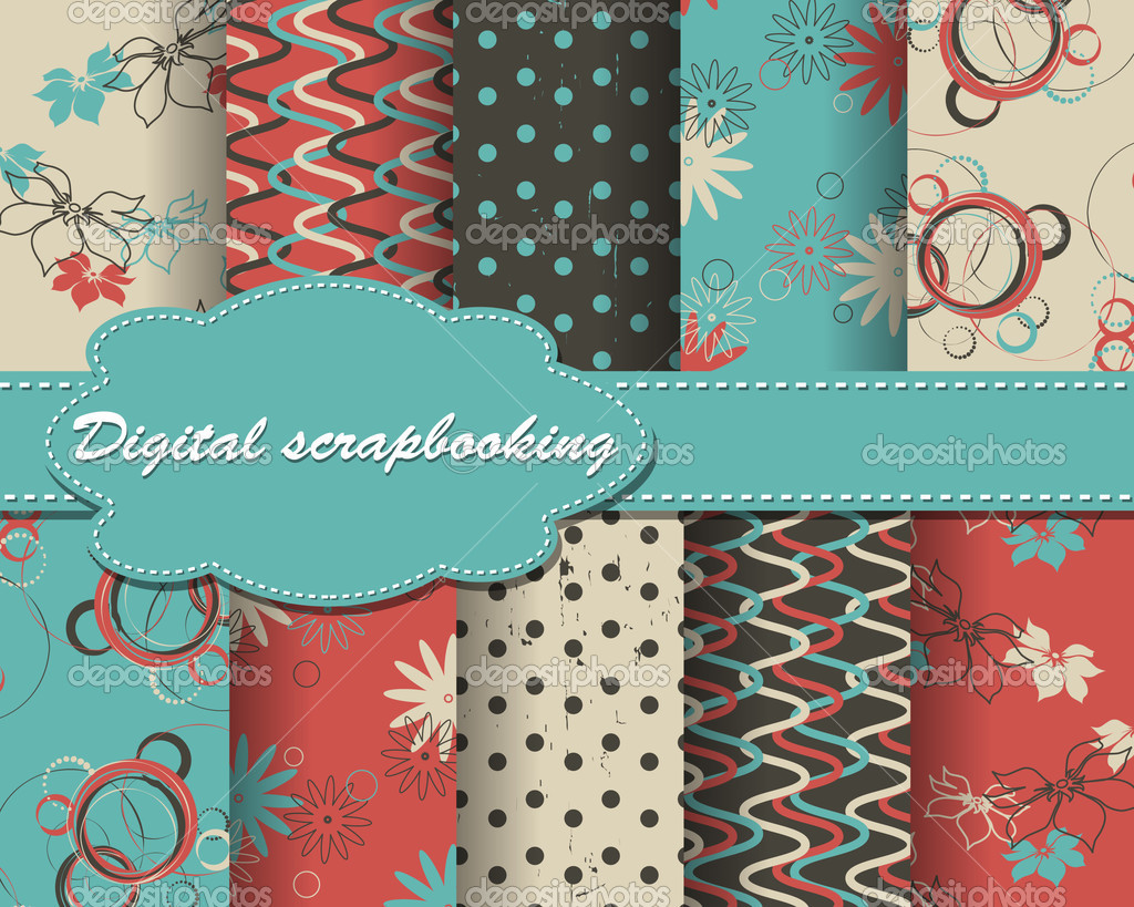 Set of color flower pattern paper for scrapbook Stock Vector by ...