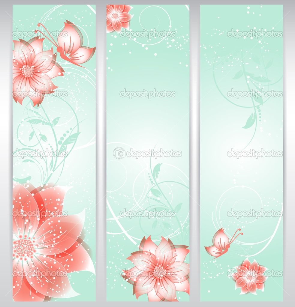 Vector floral decorative banner. abstract background with butterfly ...