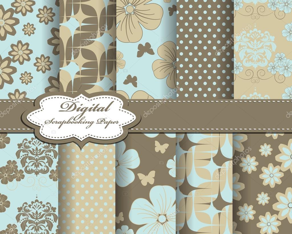 Set of vector flower pattern paper for scrapbook Stock Vector by ...