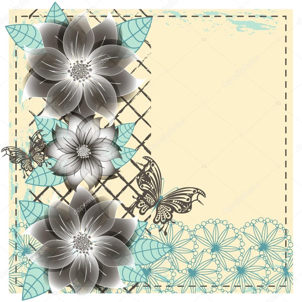 Floral scrapbook card with butterfly Stock Vector by ©Mary1507 33898487