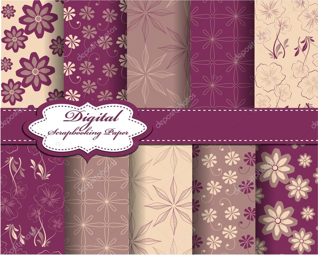 Set of vector flower abstract pattern paper Stock Vector by ©Mary1507 ...