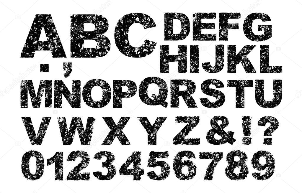Black And White Grunge Curves Alphabet — Stock Vector © aakbar #45918955