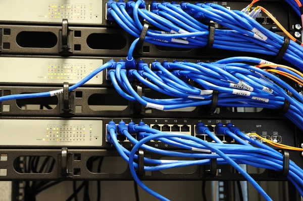 Server panel with cables and connectors — Stock Photo © zurijeta #21339743