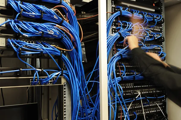 Server panel with cables and connectors — Stock Photo © zurijeta #21339743