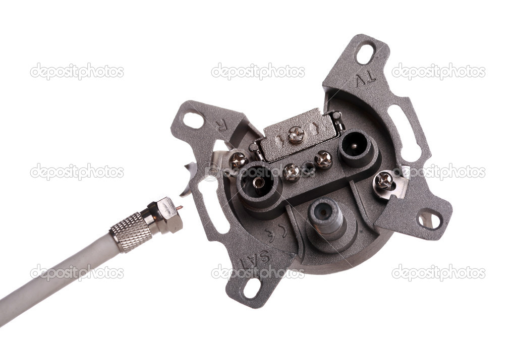 Coax cable and antenna wall outlet — Stock Photo © zwolafasola #19179153