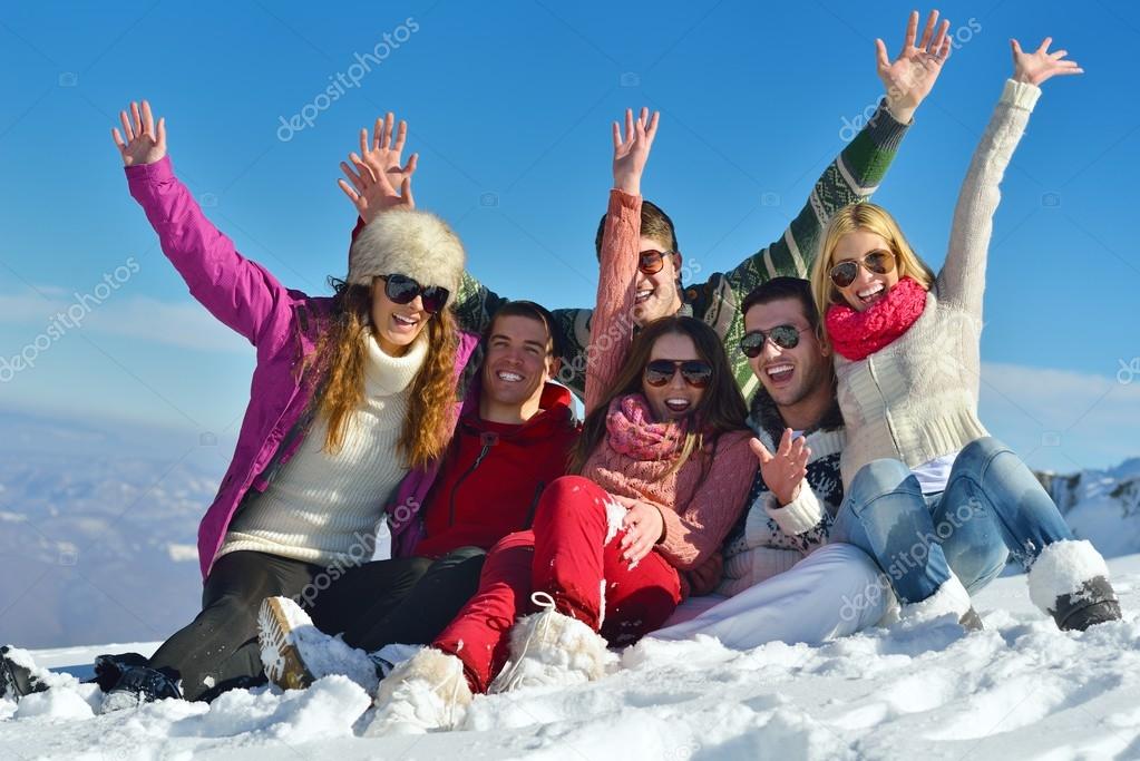 Friends on fresh snow — Stock Photo © .shock #33936039