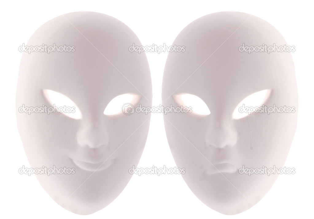 Two light plaster masks isolated on white — Stock Photo © Dr.PAS #24181913