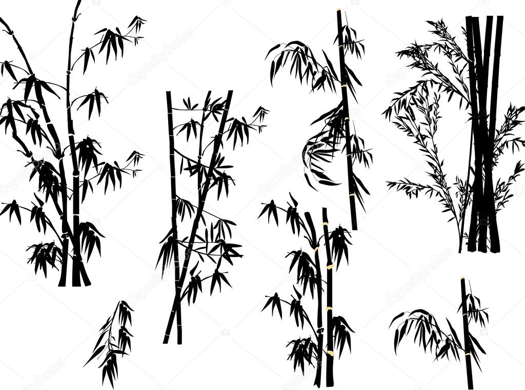 Isolated bamboo plant silhouettes collection — Stock Vector © Dr.PAS ...
