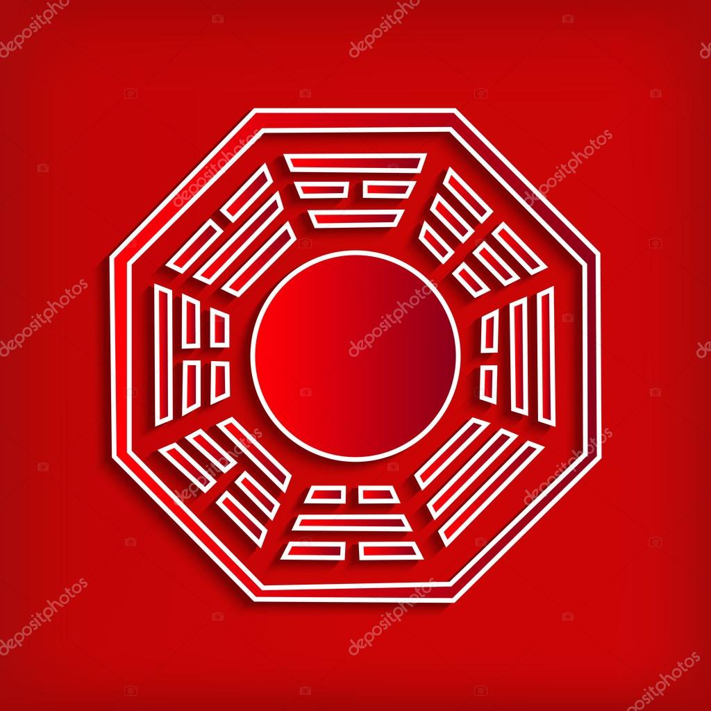 Chinese Bagua symbol on red — Stock Vector © sdmixx #33390737