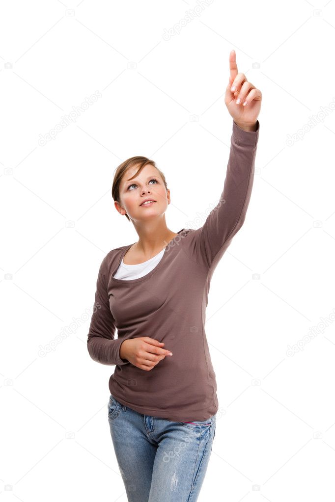 Woman pointing isolated on white background Stock Photo by ©gbh007 22942604