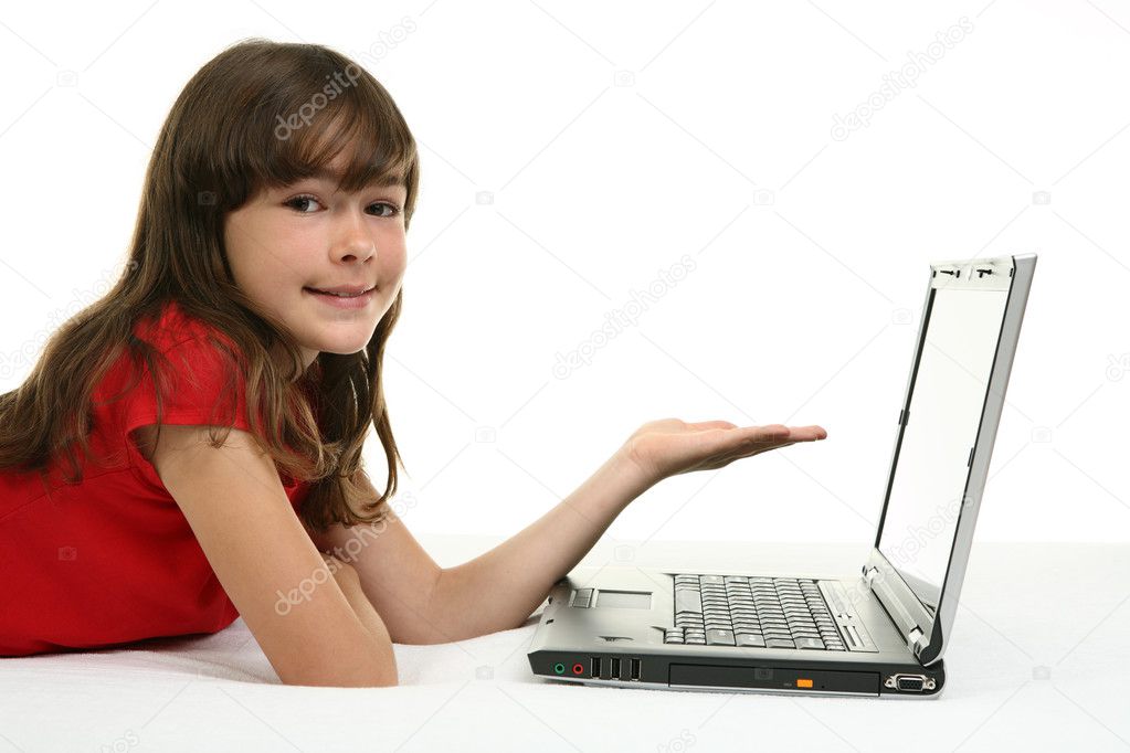Girl using laptop Stock Photo by ©gbh007 32737479