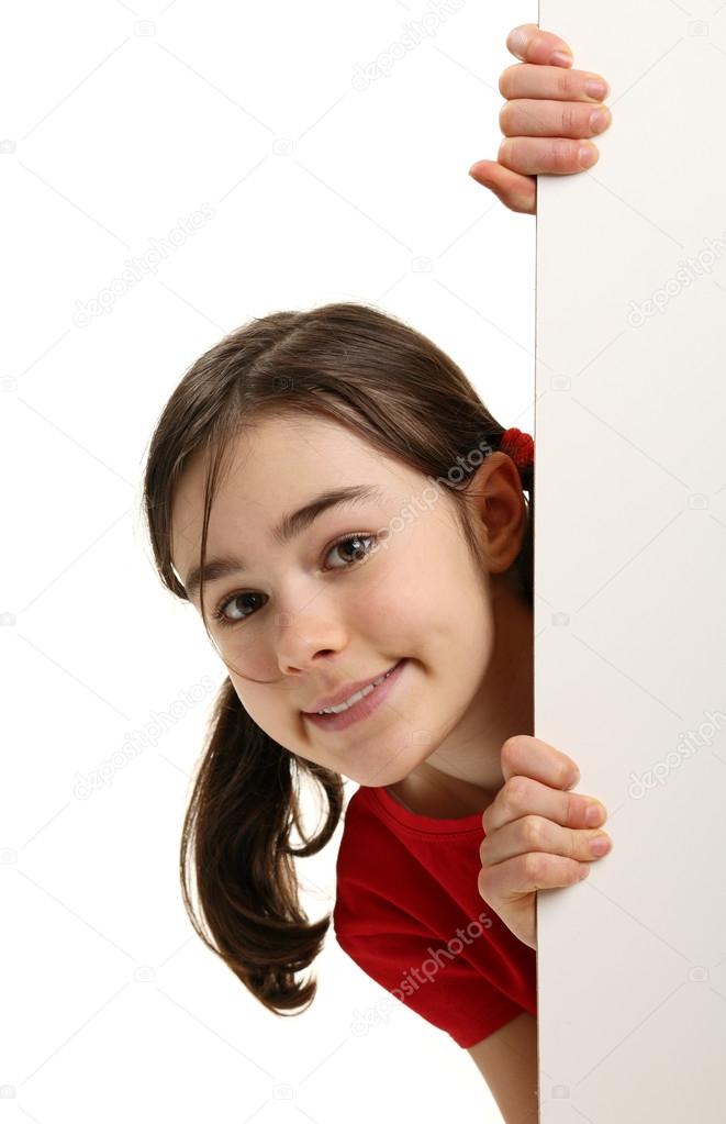 Beautiful girl with empty board — Stock Photo © gbh007 #32795141