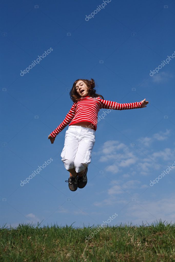 Girl jumping outdoor Stock Photo by ©gbh007 32803577