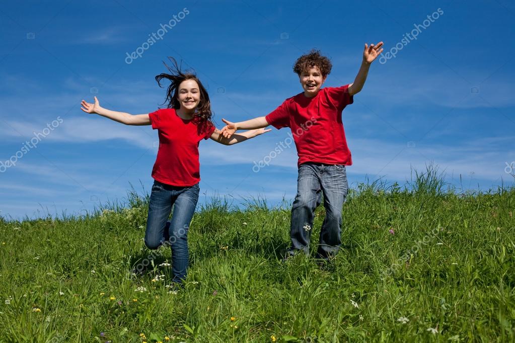 Girl and boy running — Stock Photo © gbh007 #32842791
