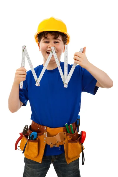 Boy Construction Worker Isolated White Background Stock Photo by ...