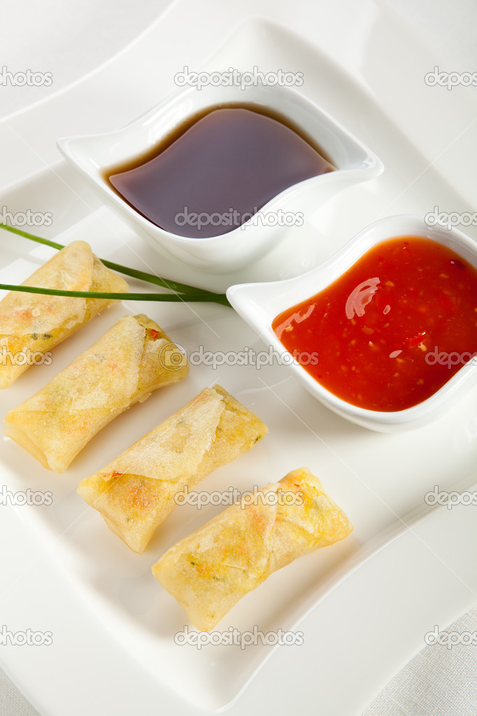 Fried Chinese traditional spring rolls Stock Photo by ©gbh007 32900845