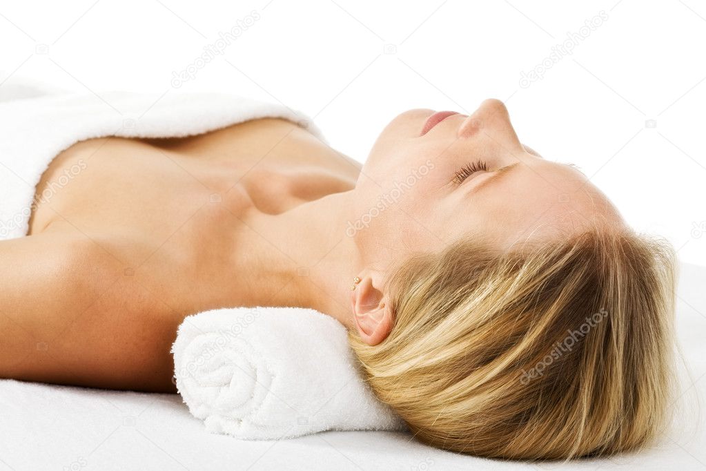 Woman relaxing in spa center Stock Photo by ©gbh007 33342825