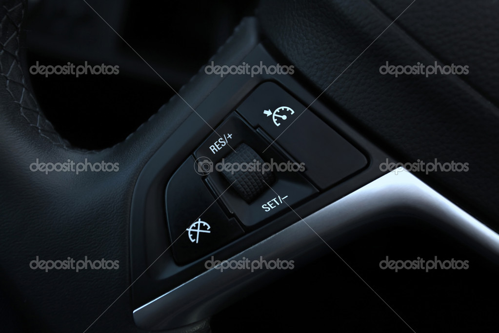 Speed limitation on a steering wheel in modern car Stock Photo by ...