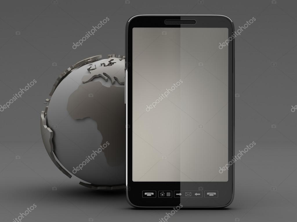 Cell phone and earth globe Stock Photo by ©digieye 20720121