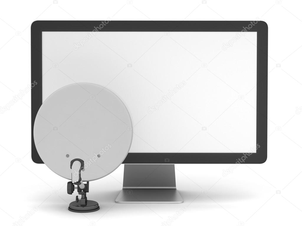 Satellite antenna and computer monitor Stock Photo by ©digieye 30550507