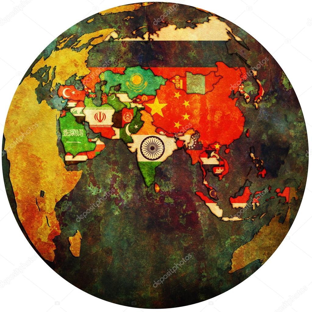 Asia World Map Globe