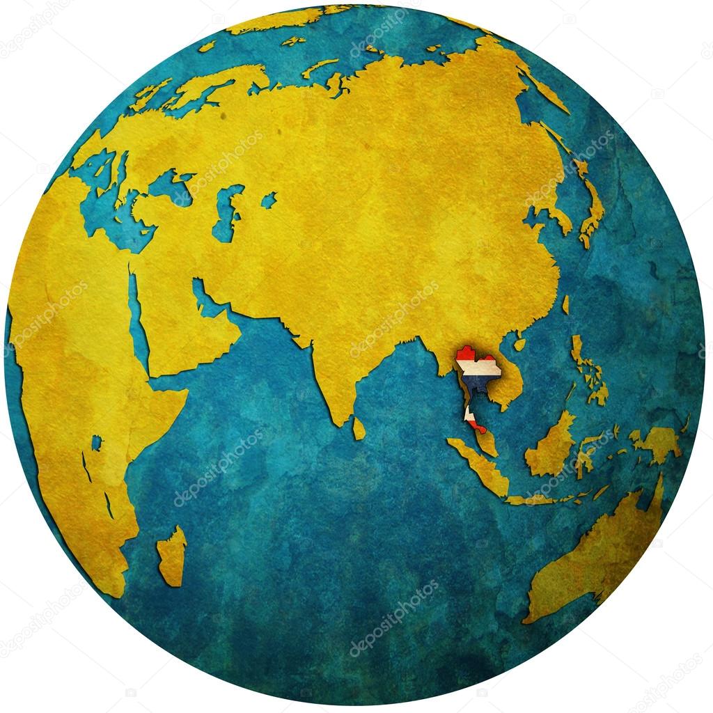 Thajsko na mapě světa — Stock fotografie #25717579