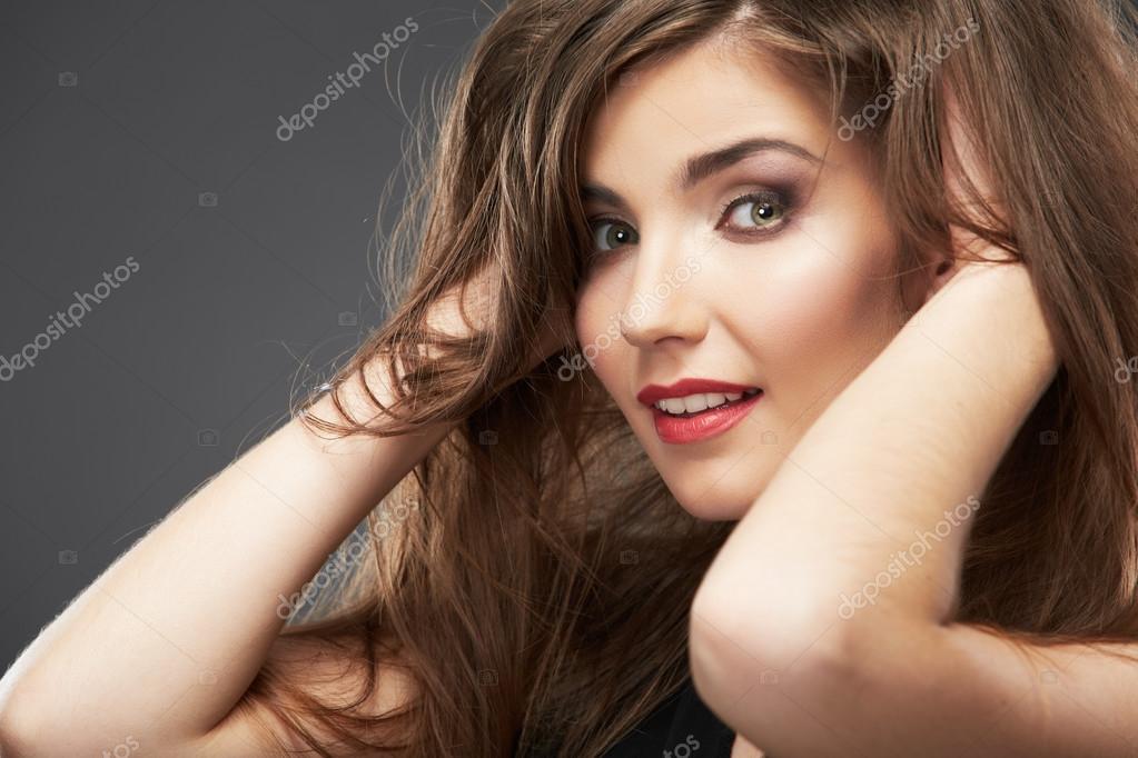 Beautiful young woman face ⬇ Stock Photo, Image by © sheftsoff #26234677