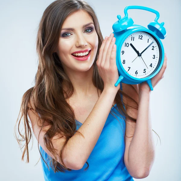 Woman holding clock — Stock Photo © sheftsoff #34537329