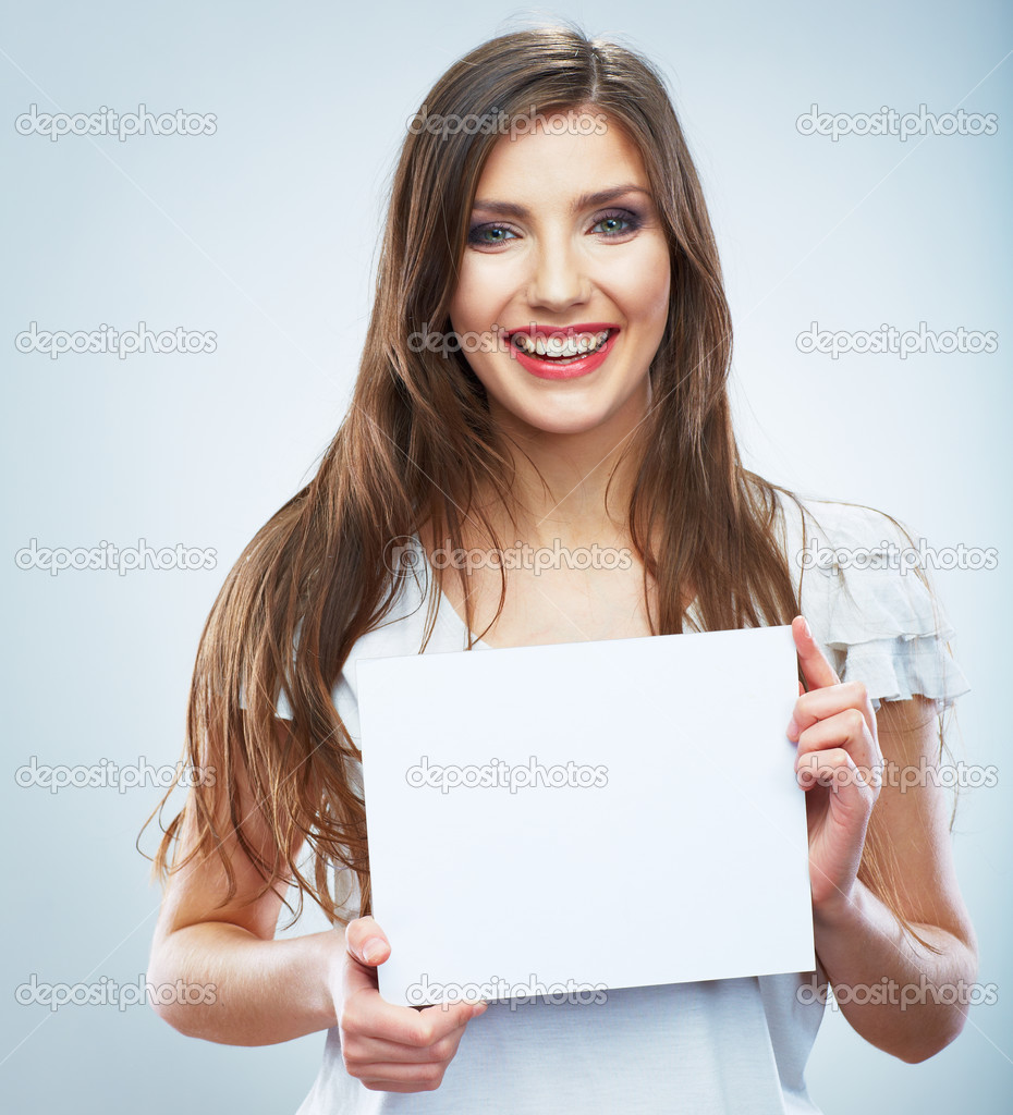 Girl Holding Blank Paper