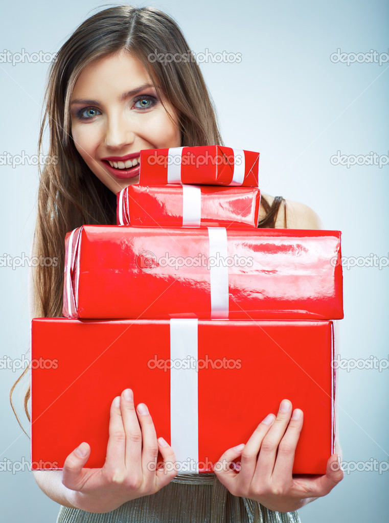 Woman hold gift box — Stock Photo © sheftsoff #36178161