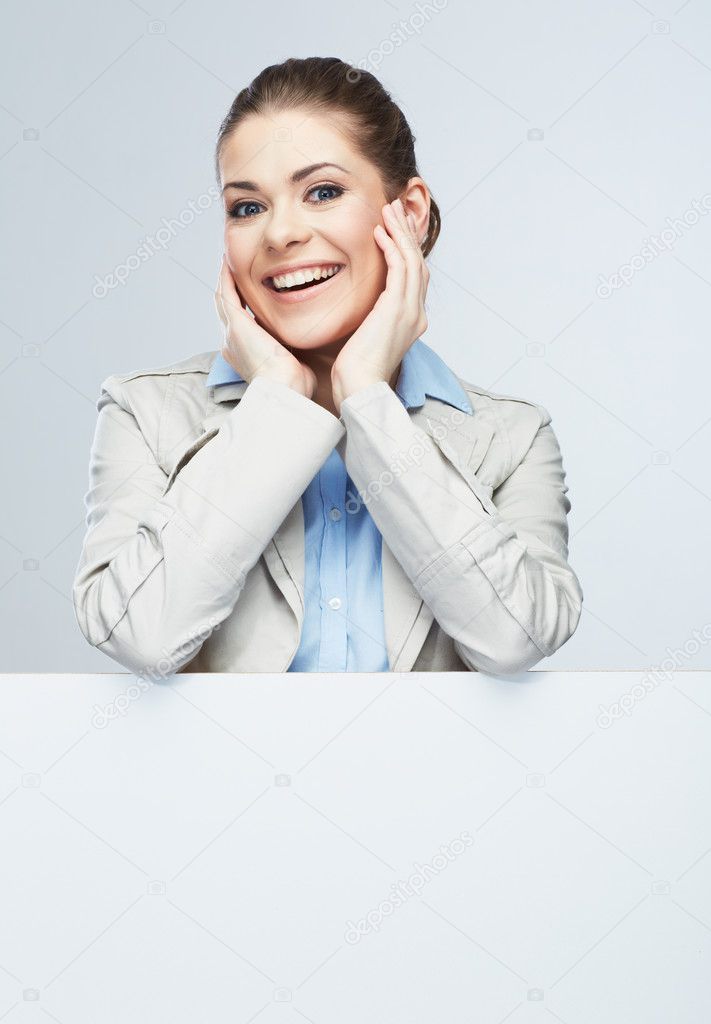 Business woman white banner — Stock Photo © sheftsoff #37944167