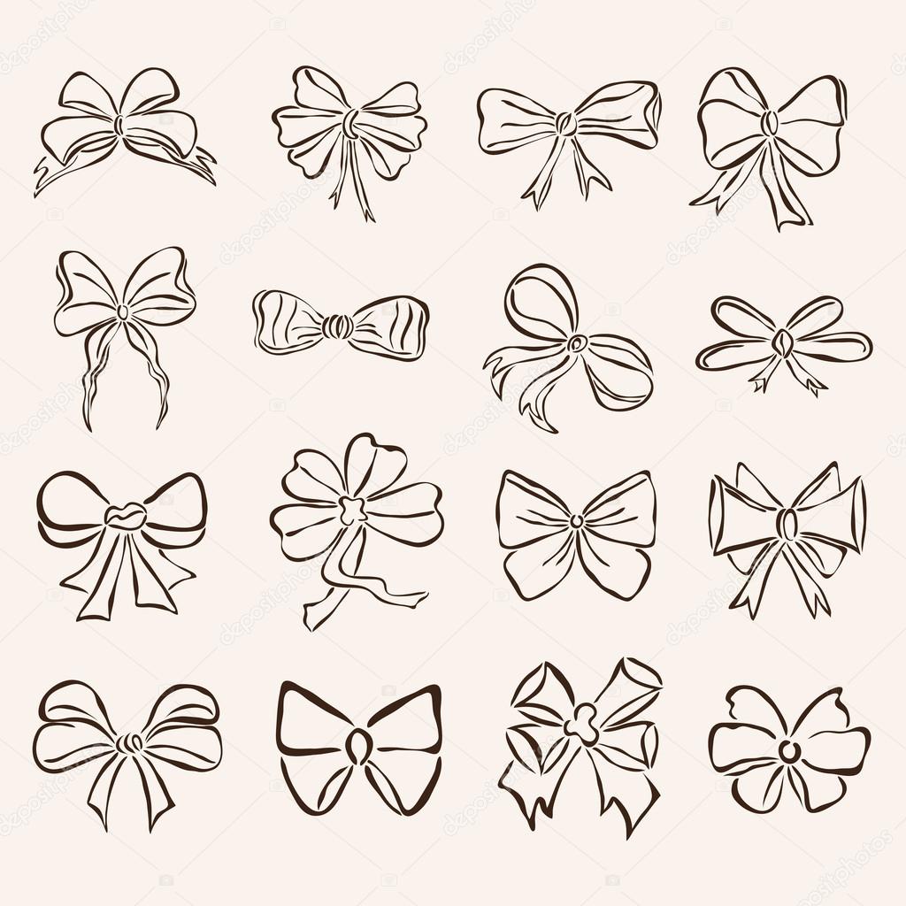 Set of 16 decorative bows — Stock Vector © Chantall #30479411