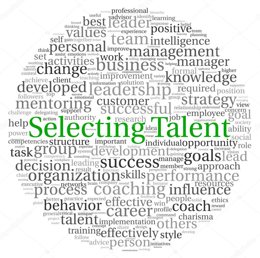 Selecting Talent concept in word tag cloud on white background — Stock ...