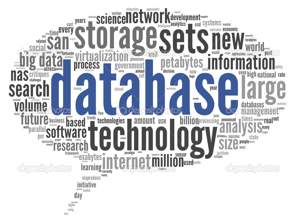 Concepto de base de datos en Word Cloud — Foto de stock #40504765 ...