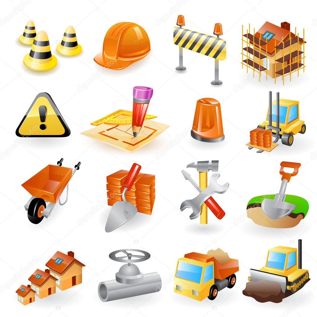 Conjunto de iconos de construcción — Vector de stock © pokomeda #26879997