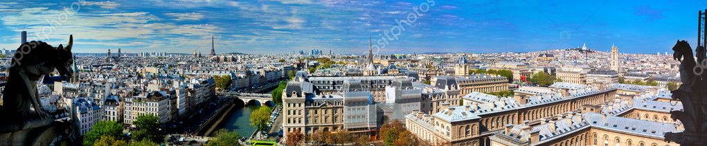 Paris panorama, France. Eiffel Tower, Seine river — Stock Photo ...