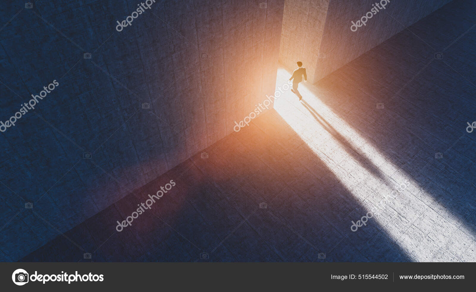 Businessman Walking Open Big Gate New World Concept Hope Bright — Stock ...
