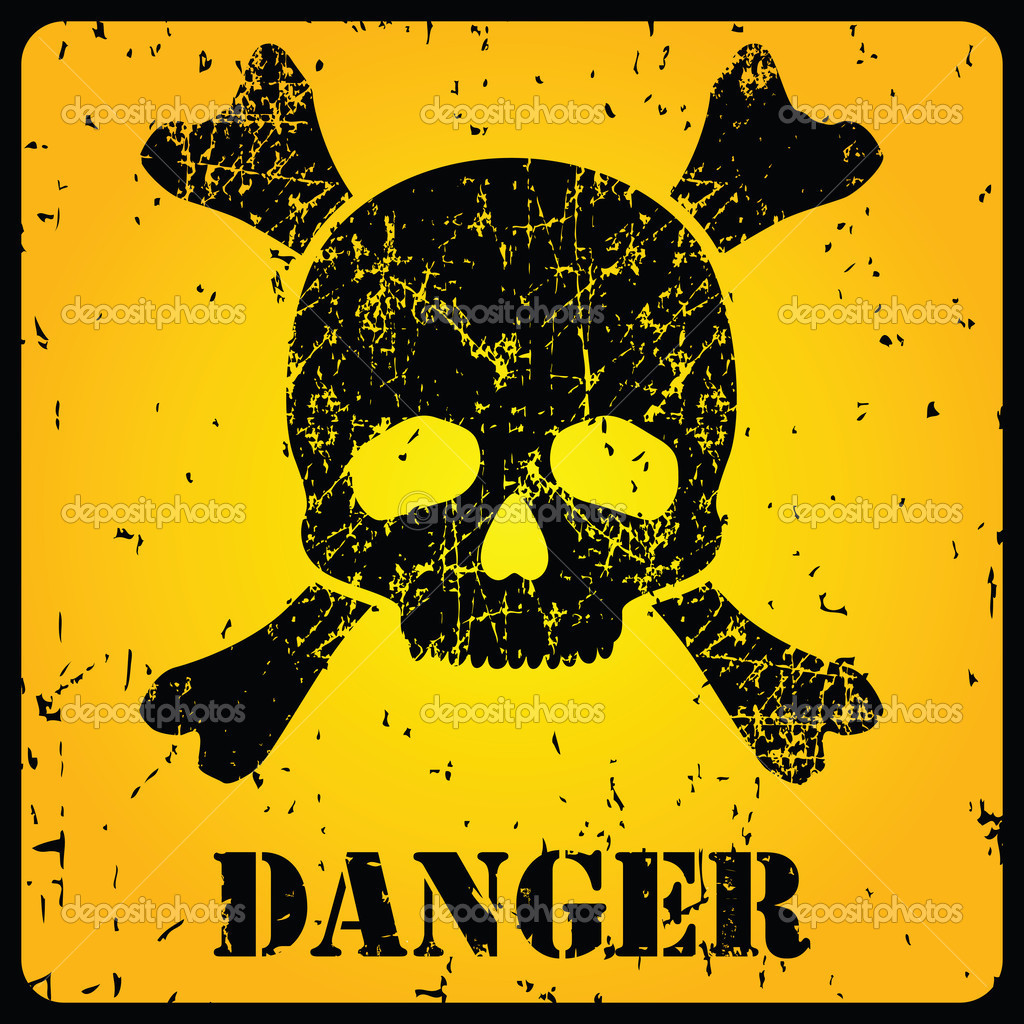 Yellow danger sign with skull — Stock Vector © wawritto #35714175