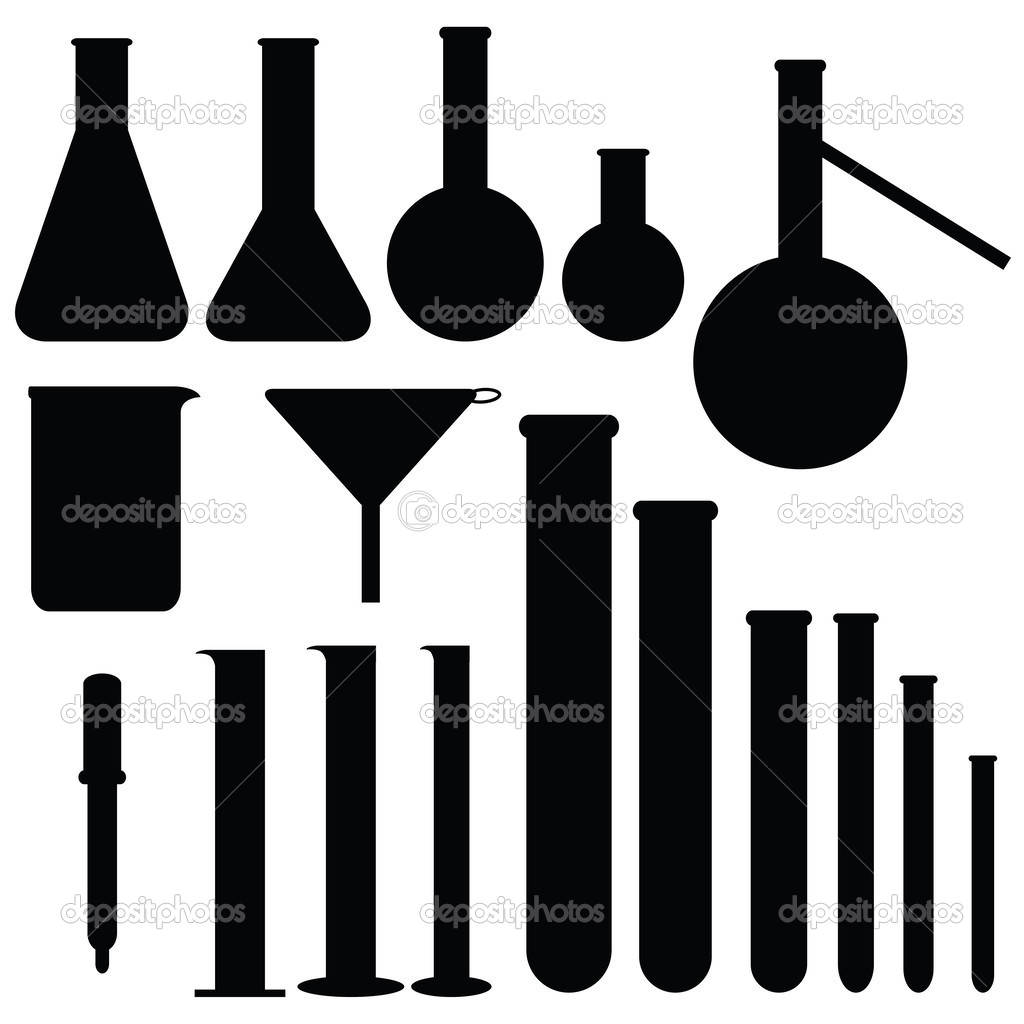 Set of laboratory silhouettes, vector Stock Vector by ©wawritto 39619713