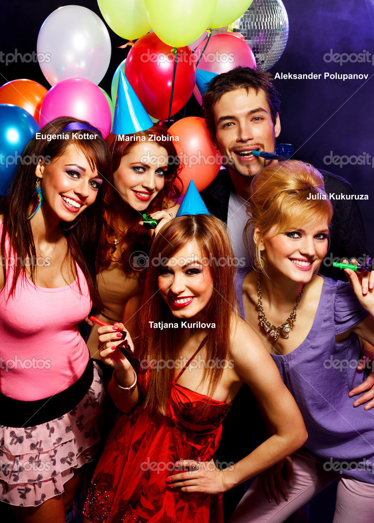 Happy friends on a party — Stock Photo © mihhailov #22512171