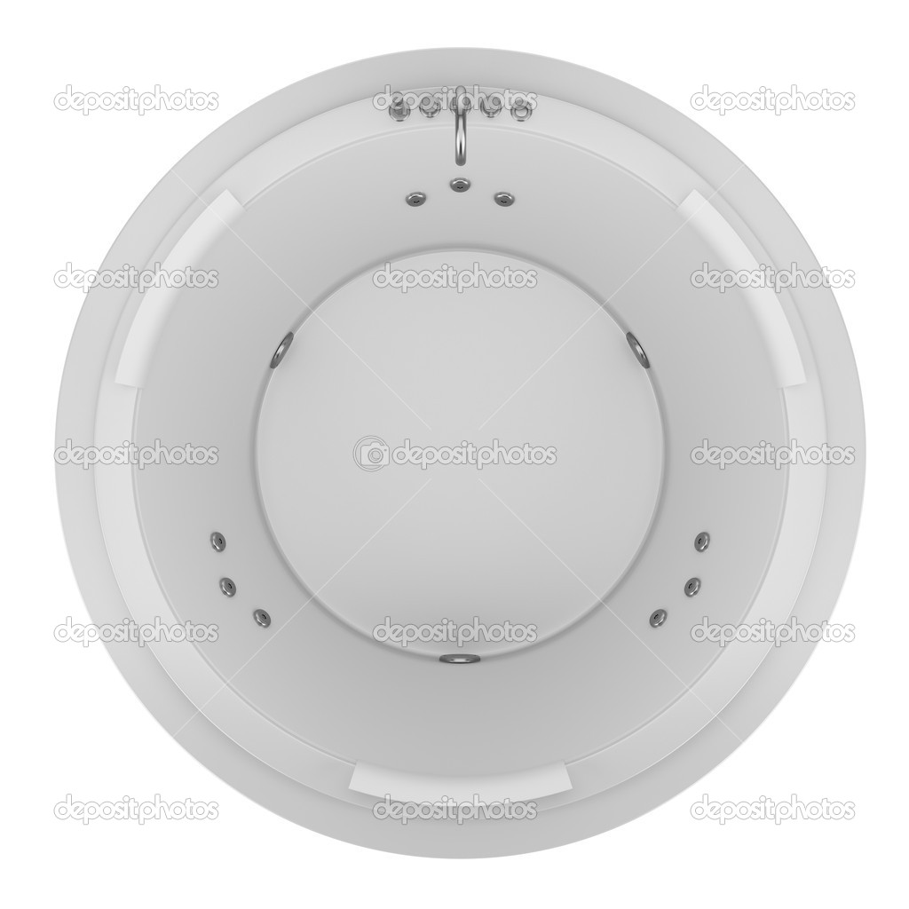 Top view of modern round bathtub isolated on white background Stock ...