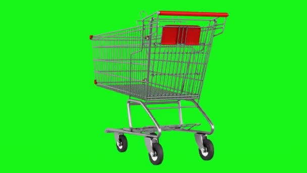 Empty shopping cart loop rotate on green chromakey background Stock ...