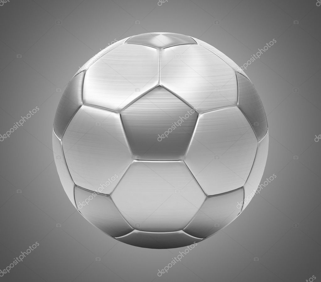 Silver soccer ball isolated on gray background — Stock Photo © tiler84 ...