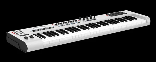 Gray synthesizer on stand isolated on white background Stock Photo by ...